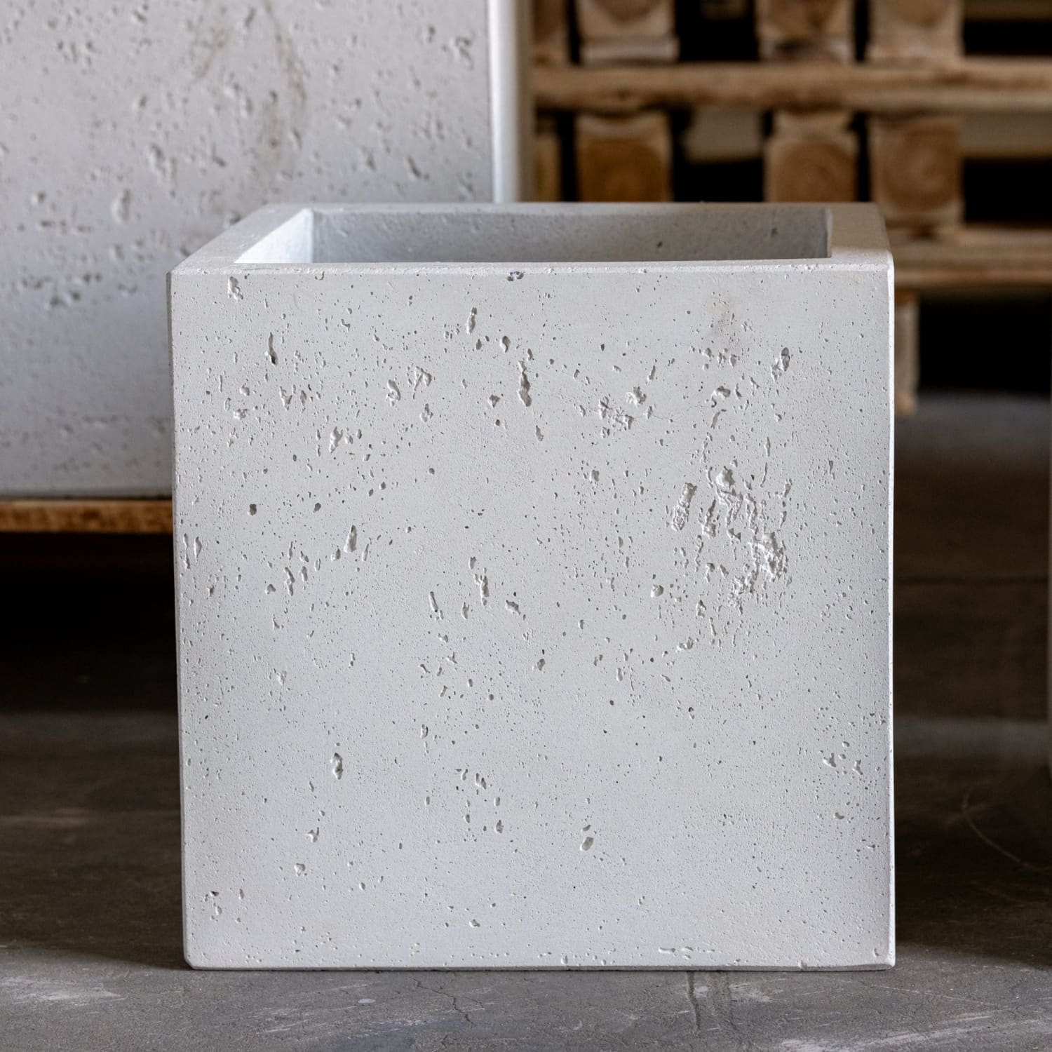 White Mist Concrete Planter Square Pot 30cm Medium