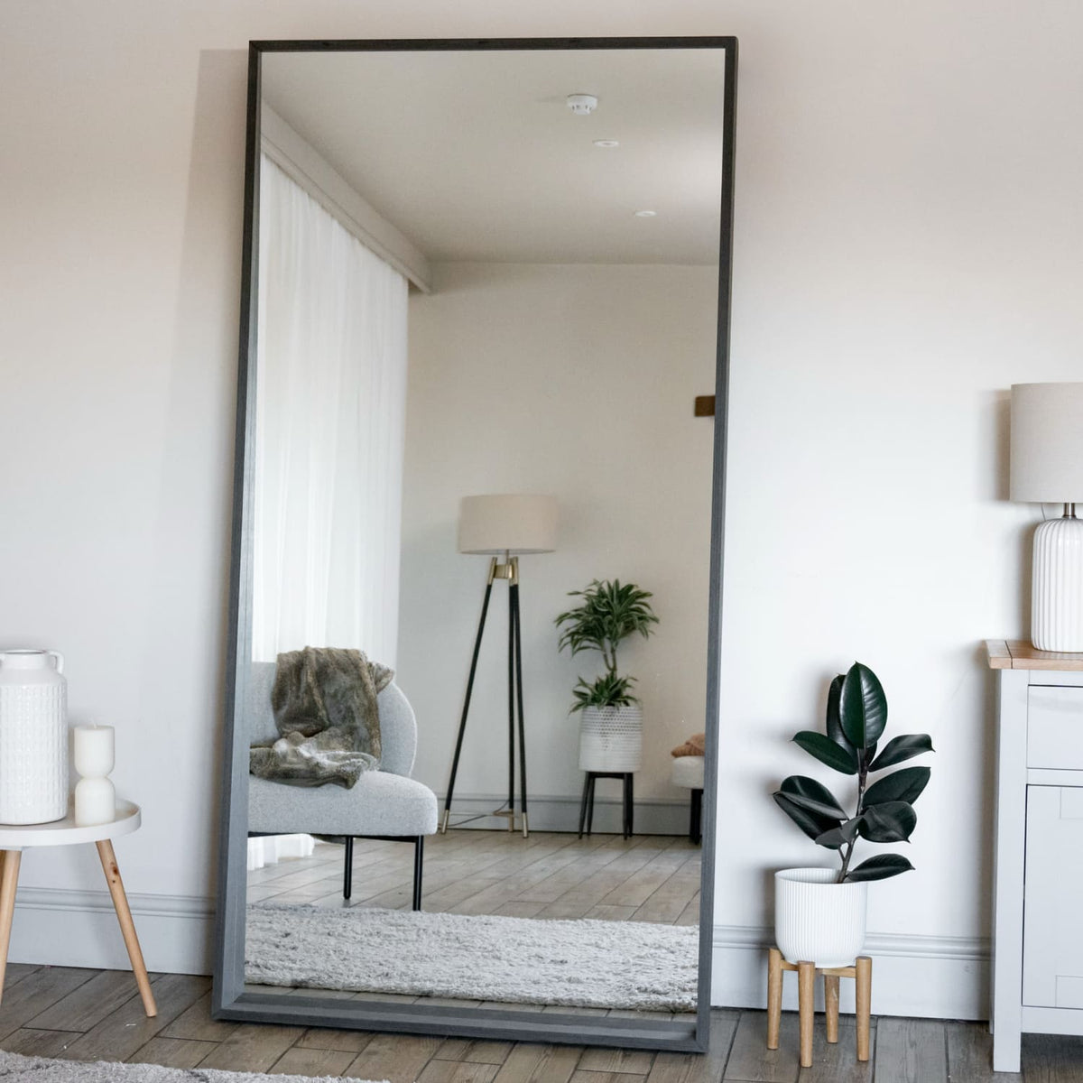 Hanaka Grey Oak Leaner Mirror 200x100cm Full Length