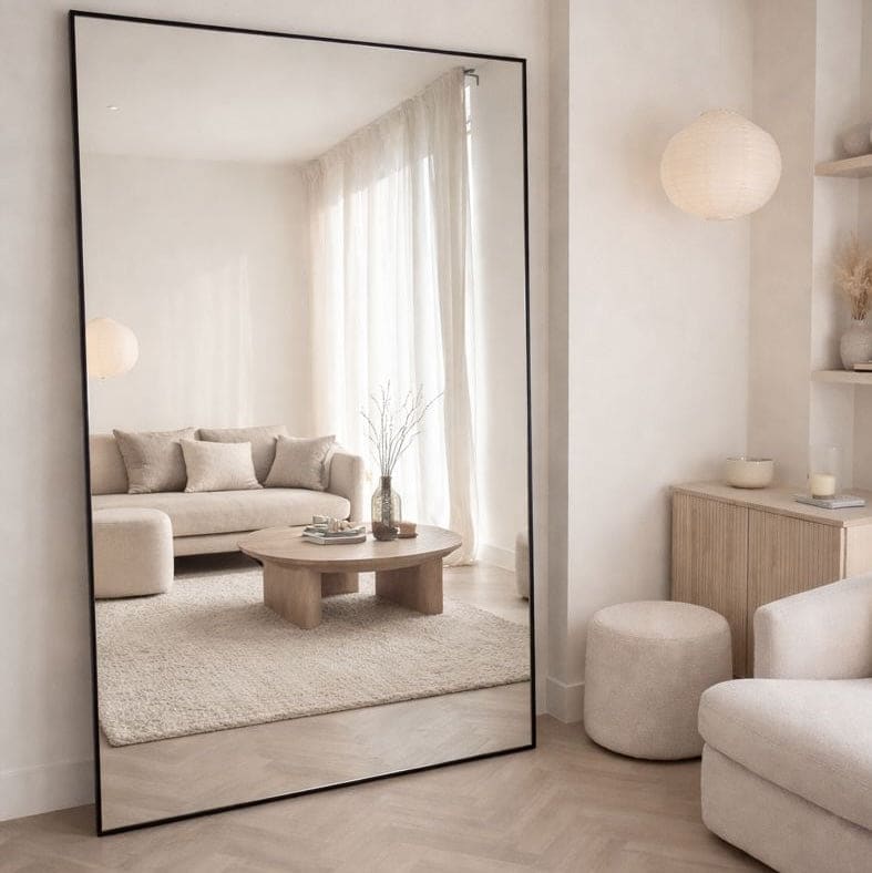 Takara Full Length Black Metal Rectangle Mirror